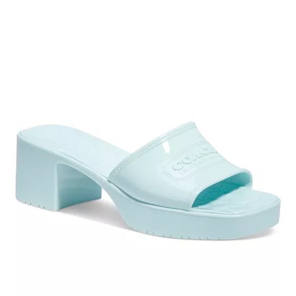 Coach | Shoes | Coach Light Blue Scarlett Blockheel Signature Jelly ...